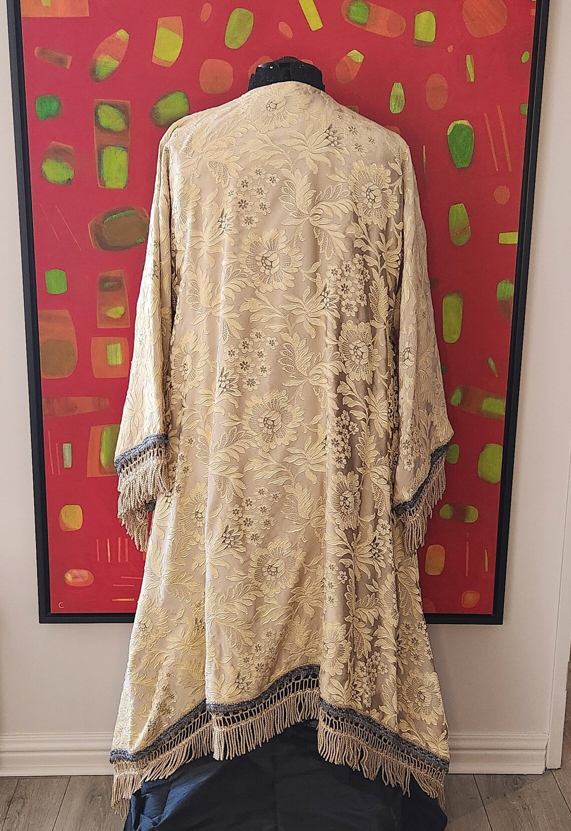 Upcycled Gold Fringed Duster. Kimono. Plus Size - Etsy