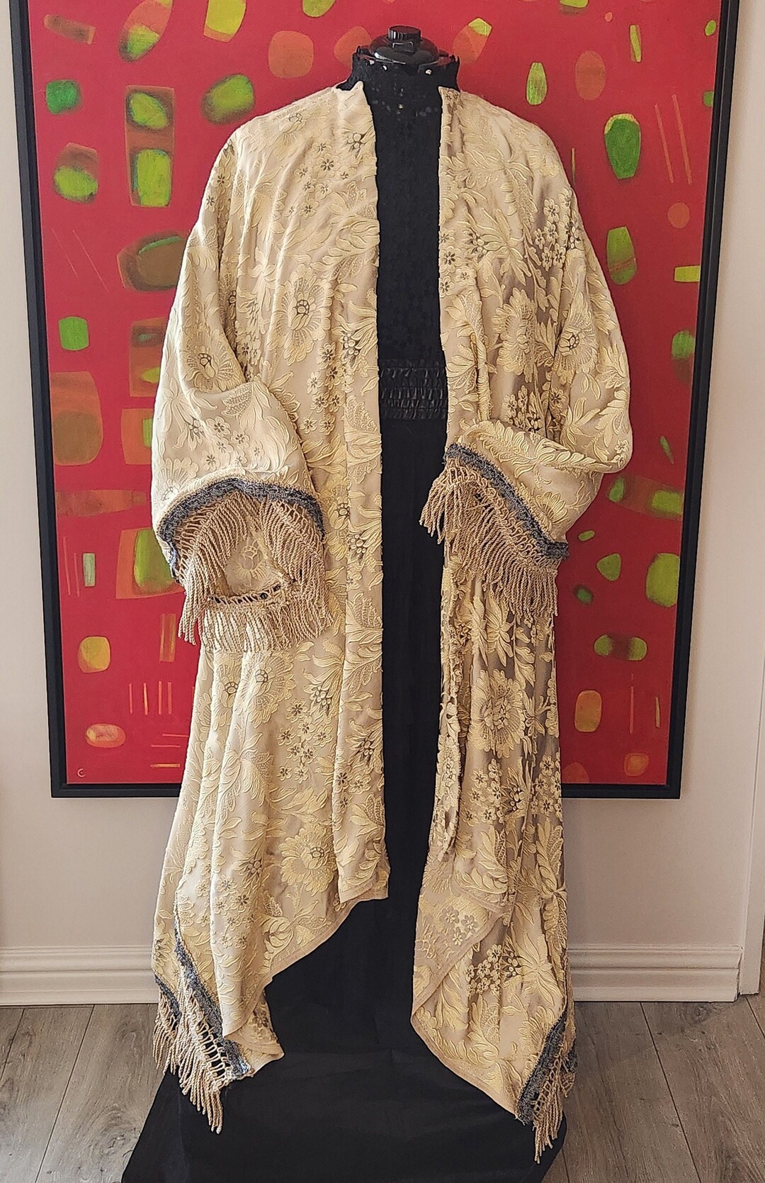 Upcycled Gold Fringed Duster. Kimono. Plus Size - Etsy