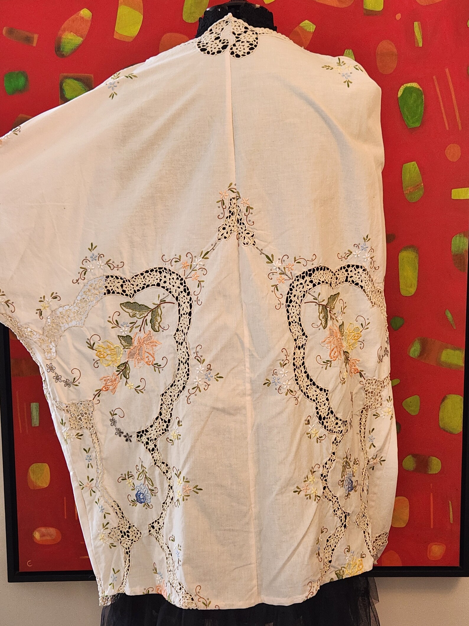 Upcycled Duster With Beautiful Embroidered Flowers and Crocheted Edges ...