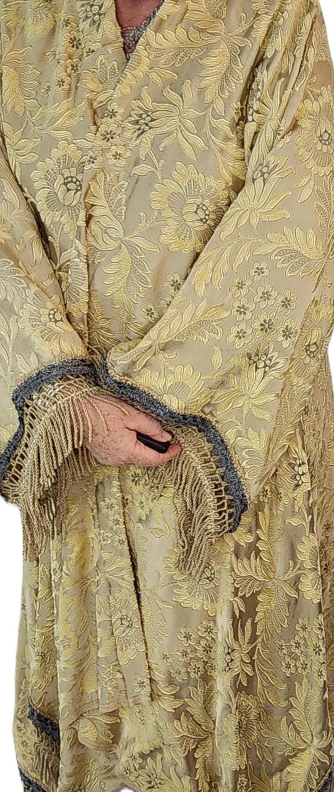Upcycled Gold Fringed Duster. Kimono. Plus Size - Etsy