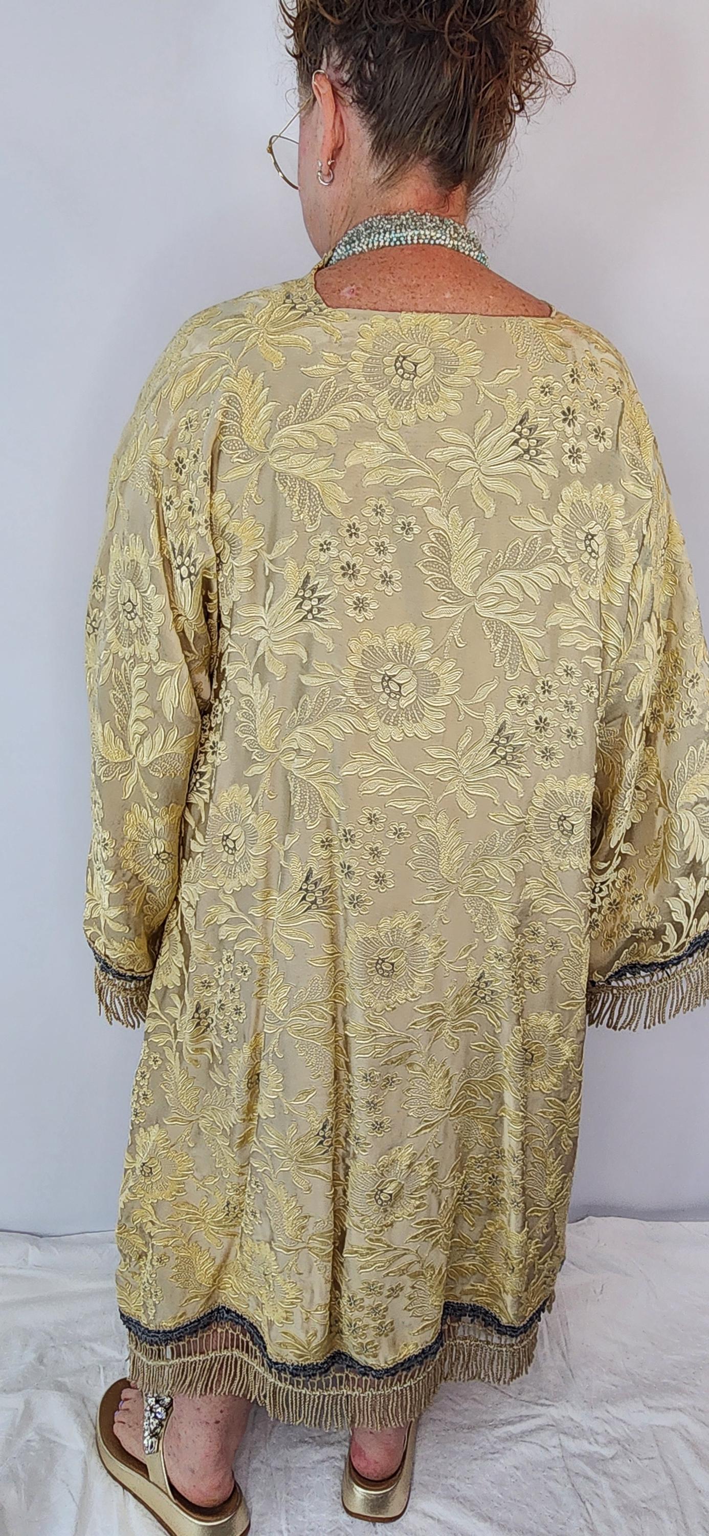 Upcycled Gold Fringed Duster. Kimono. Plus Size - Etsy