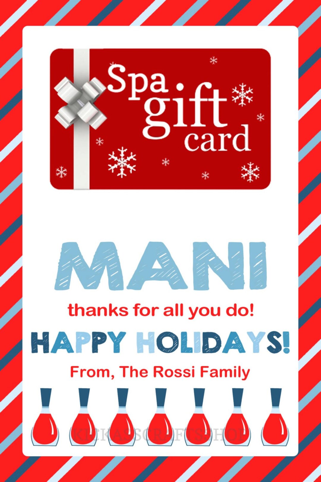 Printable Mani-thanks for All You Do Nail Spa Salon Gift Card Tag - Etsy