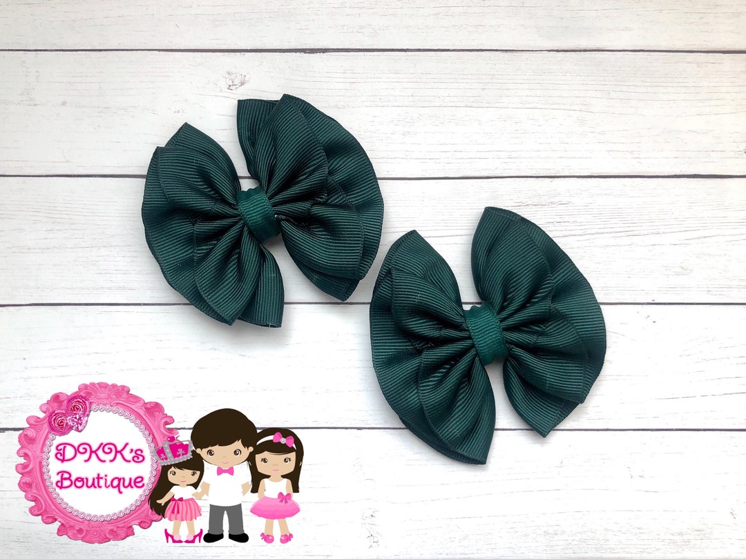 Hunter Green Double Layered Bow-hair Bows Starter Bow Set - Etsy