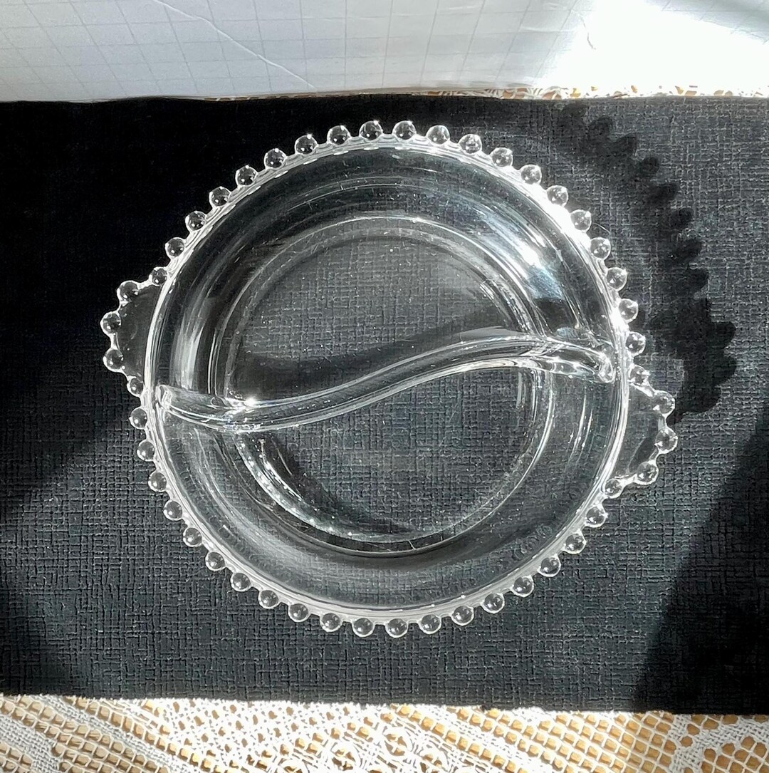 Candlewick Glassware. Divided Jelly or Condiment Dish With Beaded Edge ...