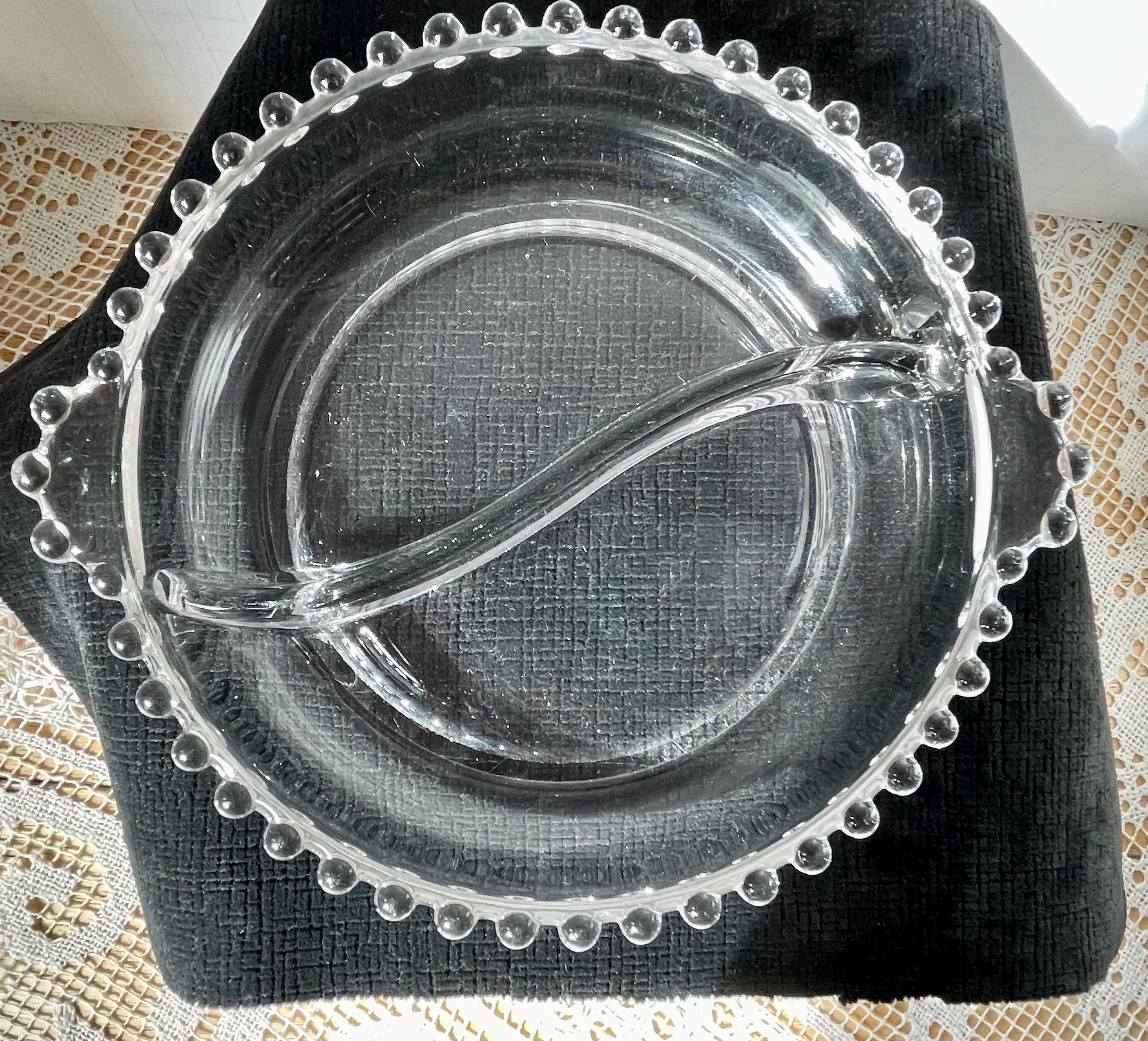 Candlewick Glassware. Divided Jelly or Condiment Dish With Beaded Edge ...