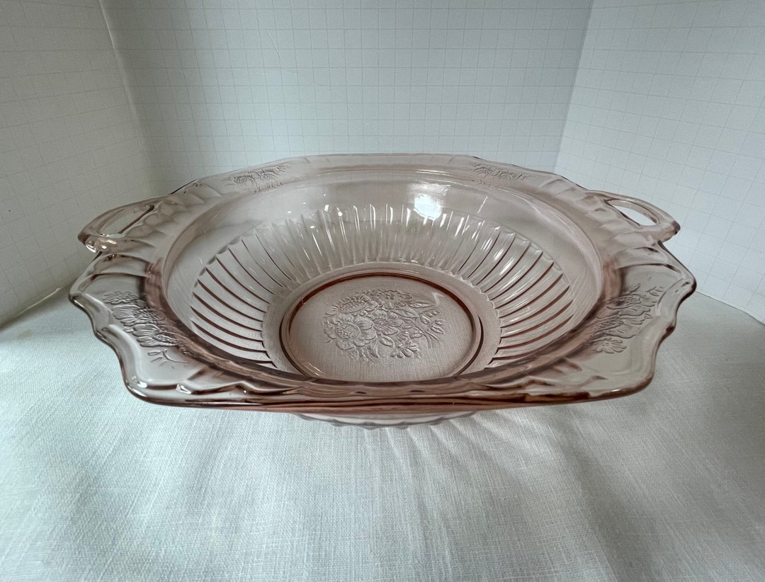 Pink Depression Glass, Mayfair Pattern Vegetable or Serving Bowl. Six ...