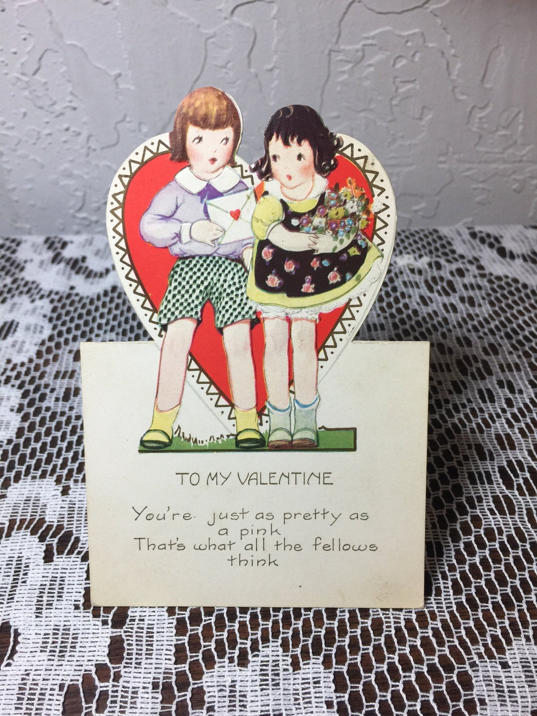 Vintage Kid's Valentine. 1920's Pop-out, Stand up Card With Boy and ...