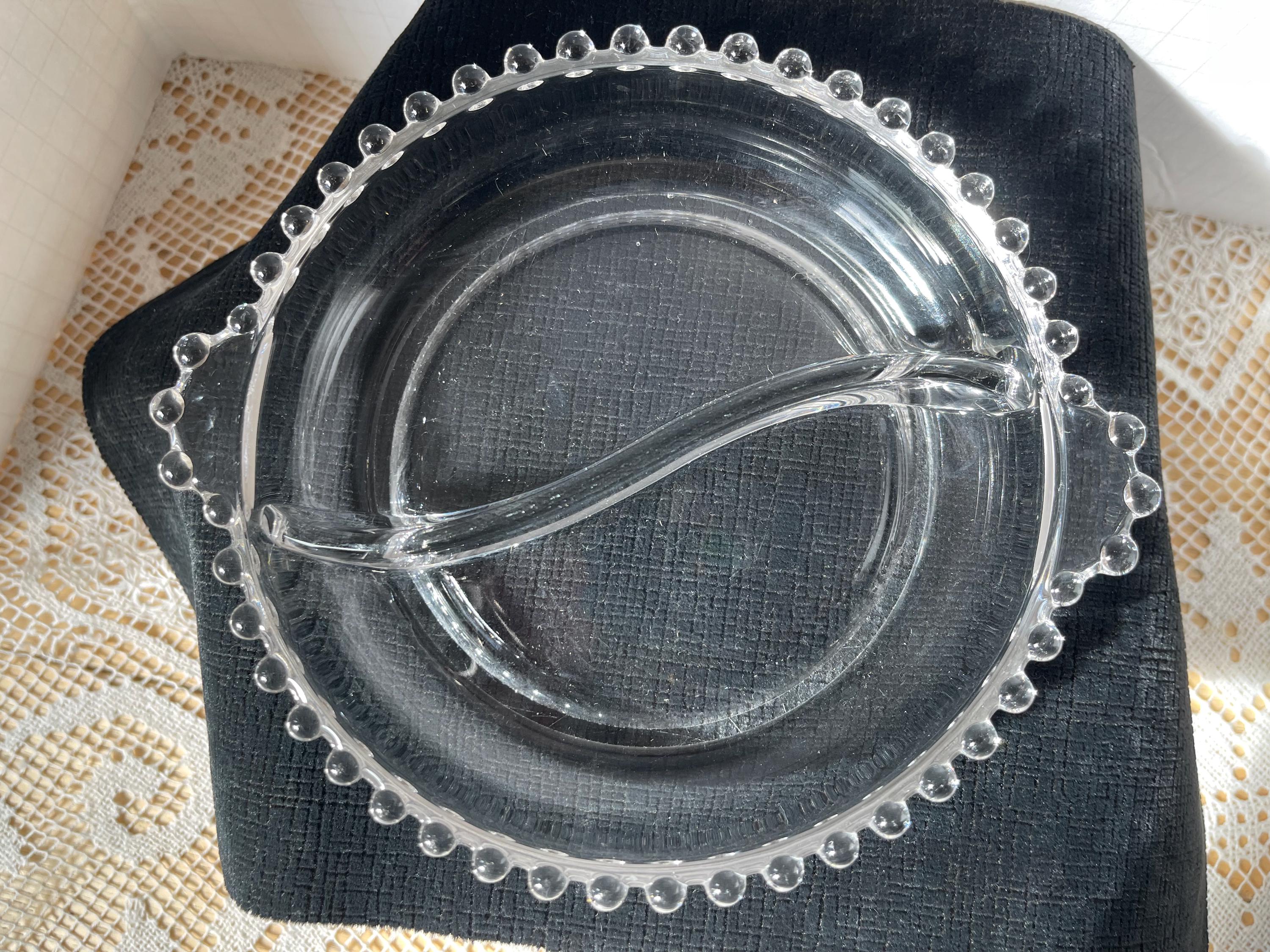 Candlewick Glassware. Divided Jelly or Condiment Dish With Beaded Edge ...