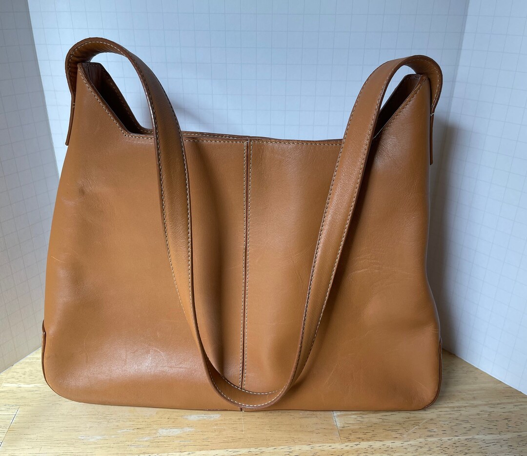 Tan Leather Bag Labeled Talbots. Handbag or Shoulder Bag With Flat ...