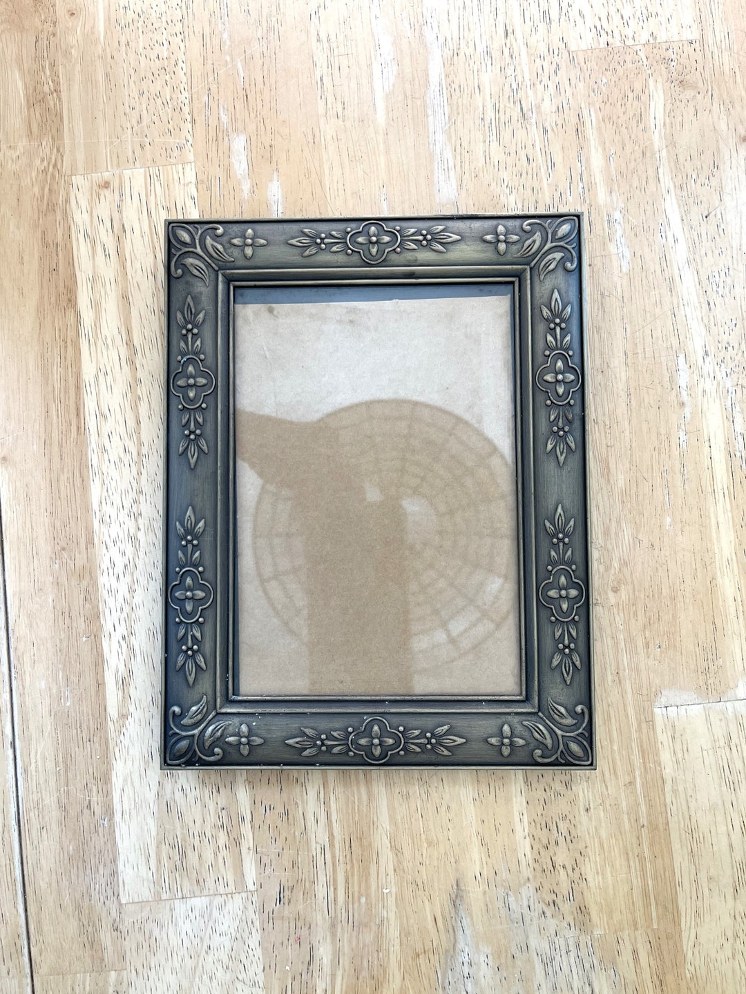 Vintage Brass Frame With Glass. Ornate Embossed Geometric Design. 1 ...