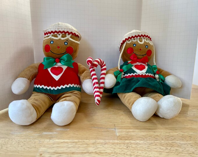 Gingerbread Plushies, Stuffies, Doll Pair. Vintage Toys or Decor From ...