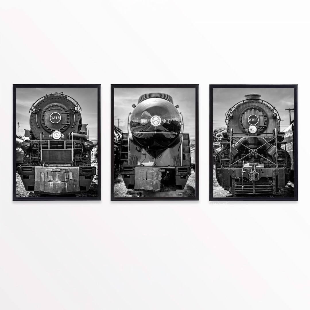 Big 3 Wall Art, J611, 1218, 2156, Locomotive, Steam Engine, Roanoke ...