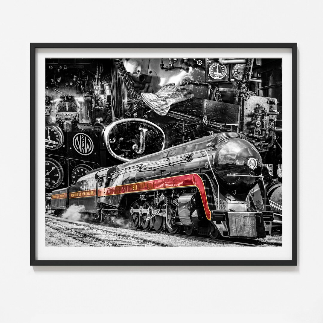 J611, Locomotive, Steam Engine, Roanoke Print, Train, Train Print, 611 ...