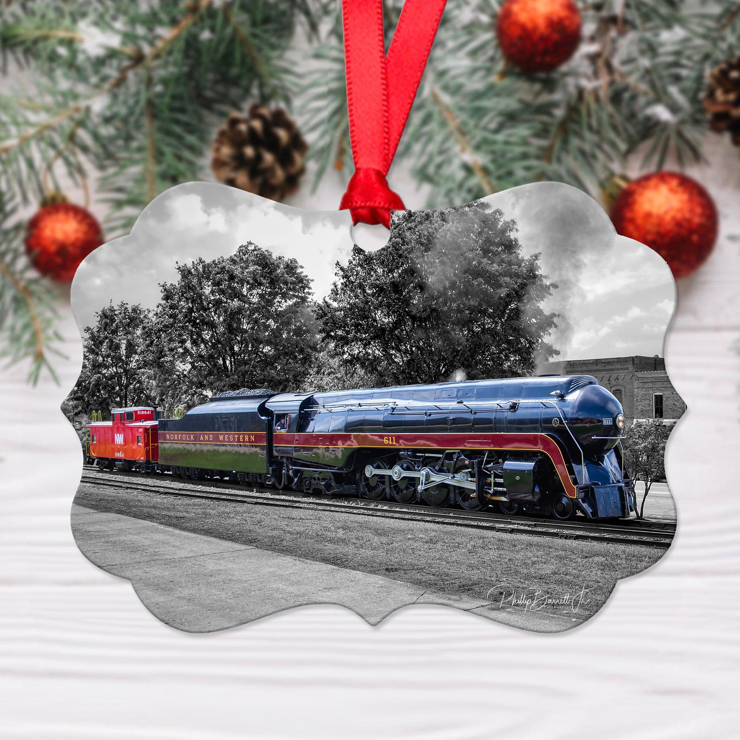 J 611 Ornament, J611, N&W Class J 611, Steam Locomotive Ornament, Train ...