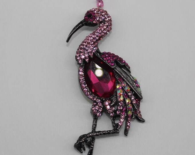 Jeweled Large Crystals Pink Flamingo Rear View Mirror Car Charm - Etsy