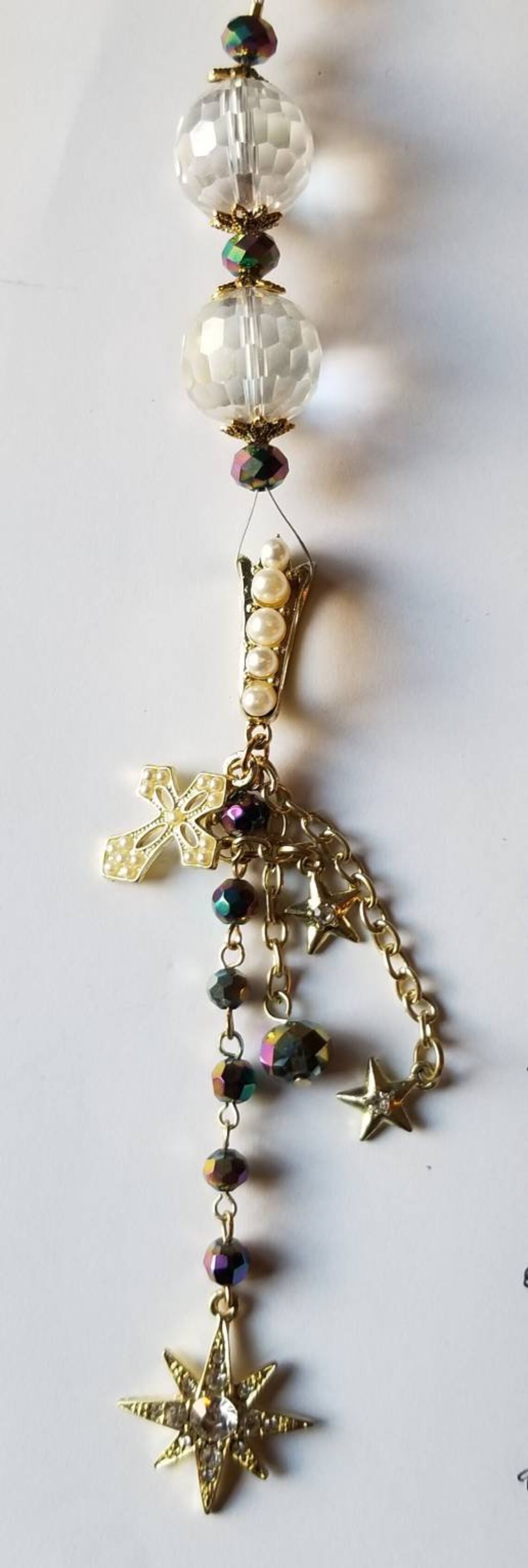 Dangle Gold Cross Star Crystal Rear View Mirror Car Charm - Etsy