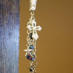 Dangle Gold Cross Star Crystal Rear View Mirror Car Charm Bling Gift ...
