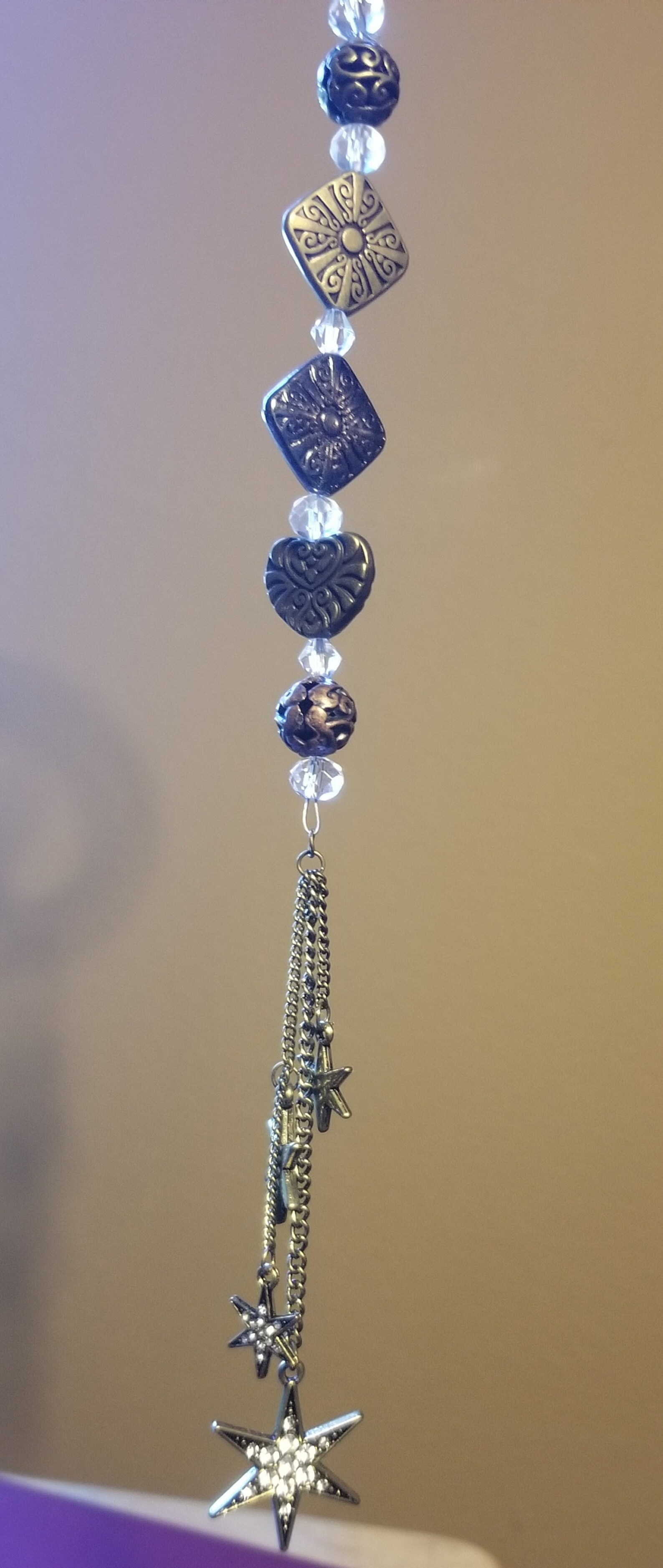 Bronze Dangle Crystal Stars Rear View Mirror Car Charm Gift Idea ...
