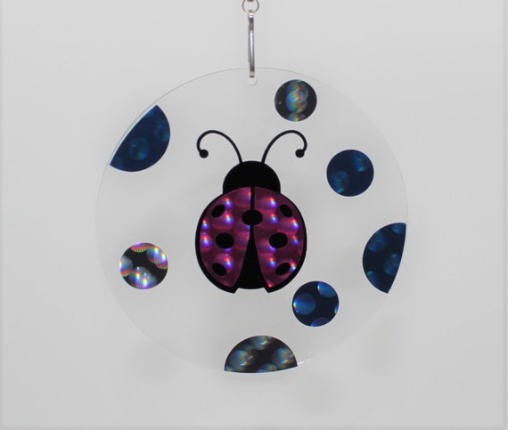 Large 4 Round Acrylic Metallic Ladybug Suncatcher Rear - Etsy