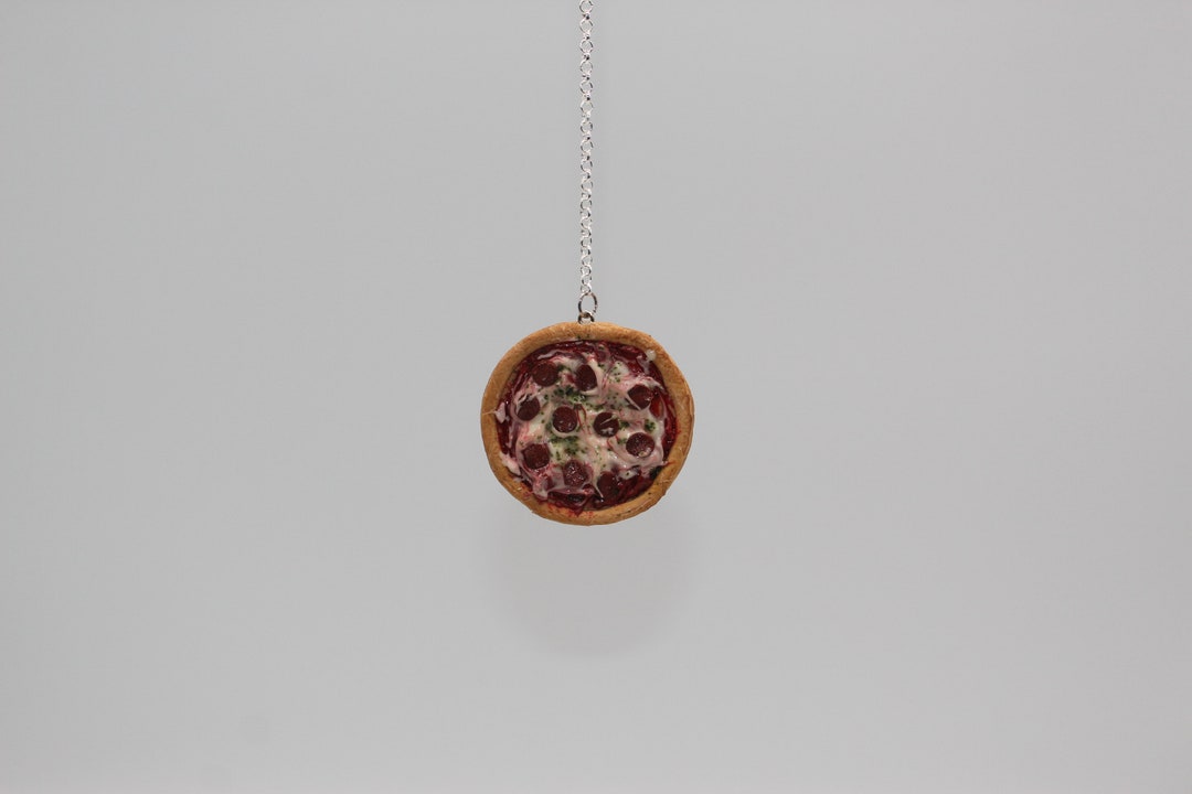 Pepperoni Deep Dish Pizza Accessory Rear View Mirror Car Charm Faux ...