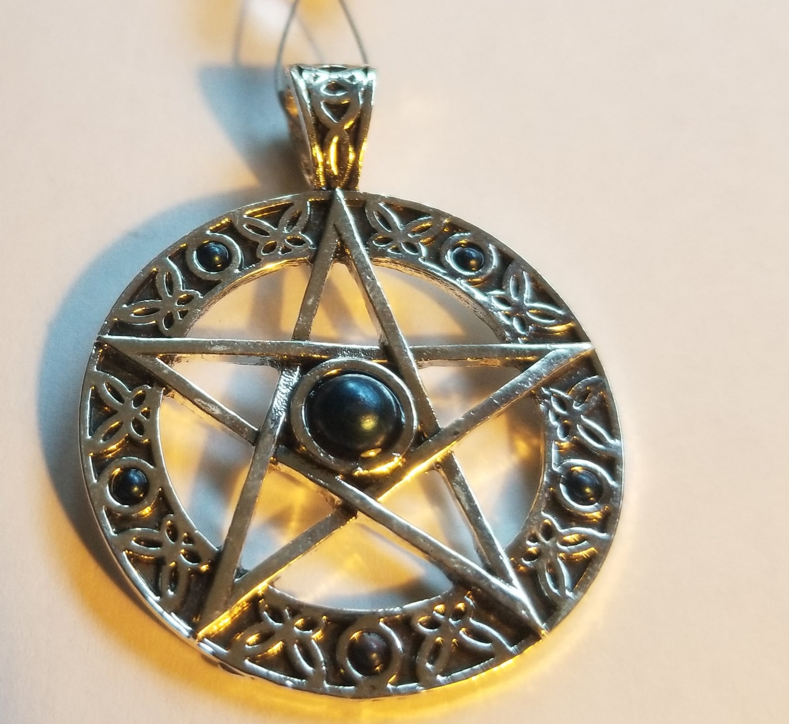 Gothic Wicca Celtic Silver Black Pentagram Rear View Mirror Car Charm ...
