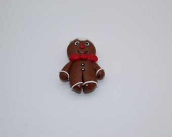Gingerbread Man Magnet, Christmas Cookie, Red, White, and Green, Icing ...