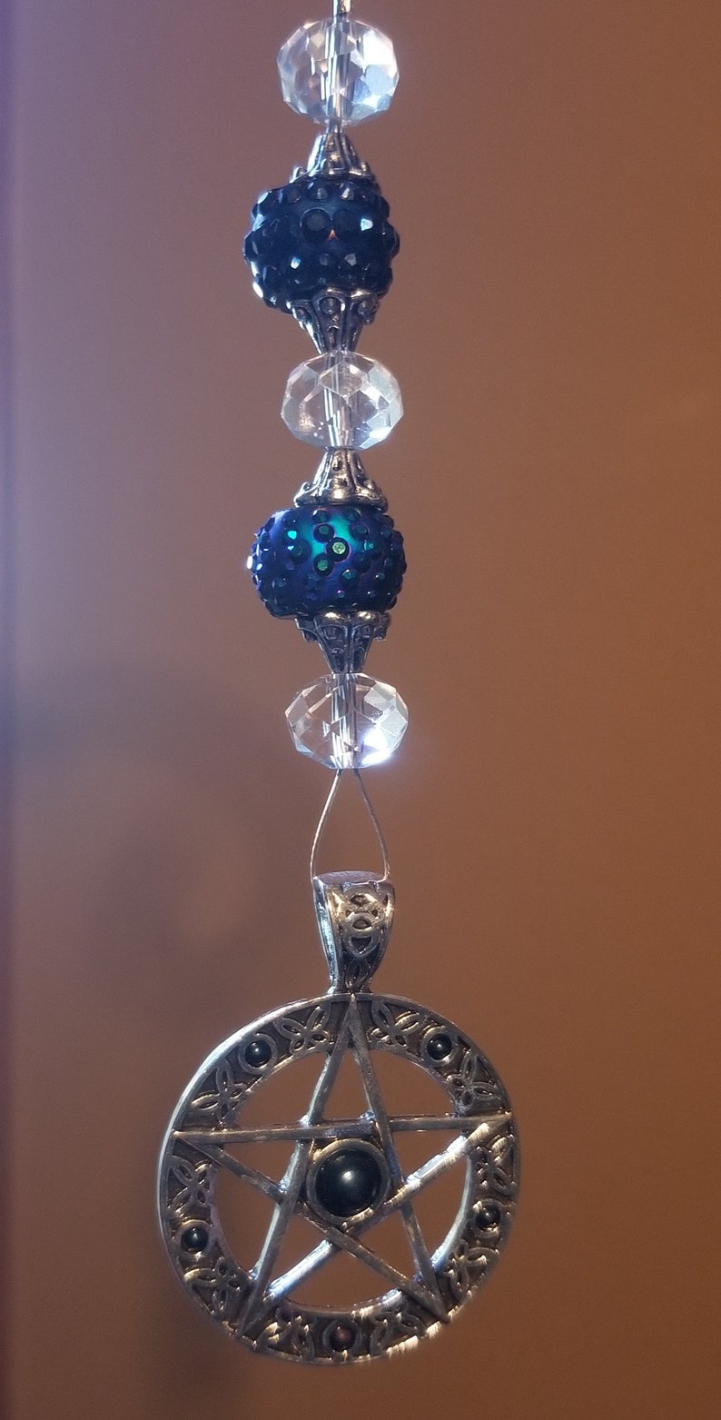 Gothic Wicca Celtic Silver Black Pentagram Rear View Mirror - Etsy