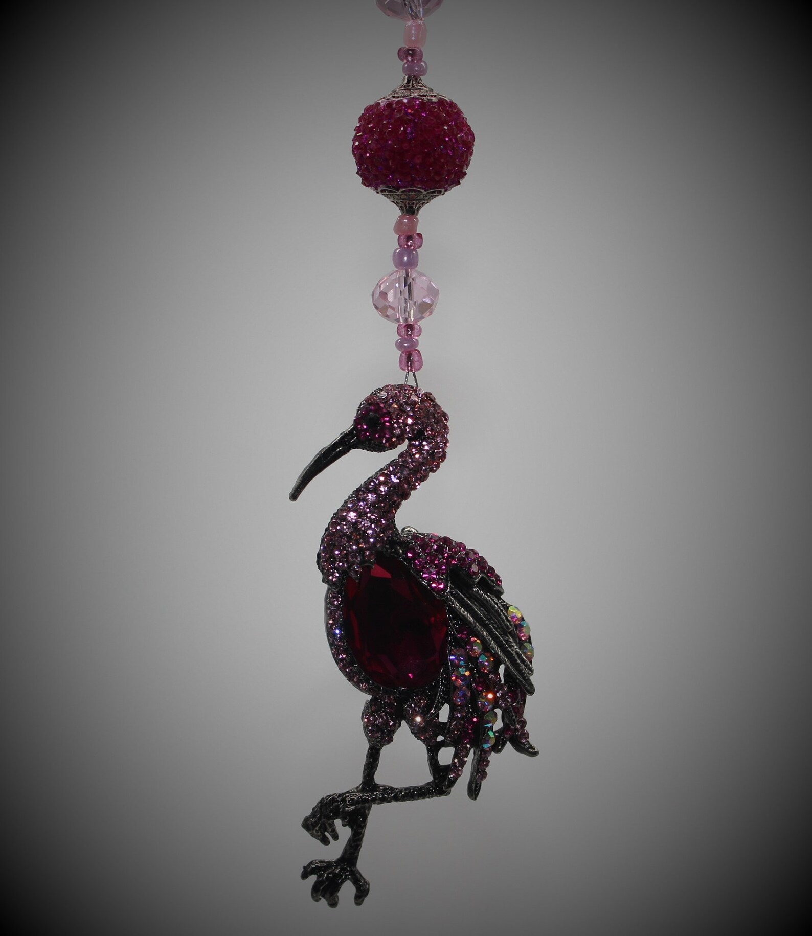 Jeweled Large Crystals Pink Flamingo Rear View Mirror Car | Etsy