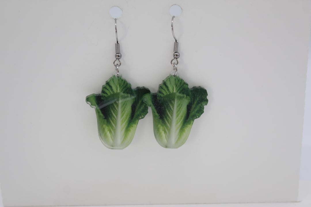 Pair of Realistic Lettuce Hypoallergenic Earrings Dangle Drop Hook ...