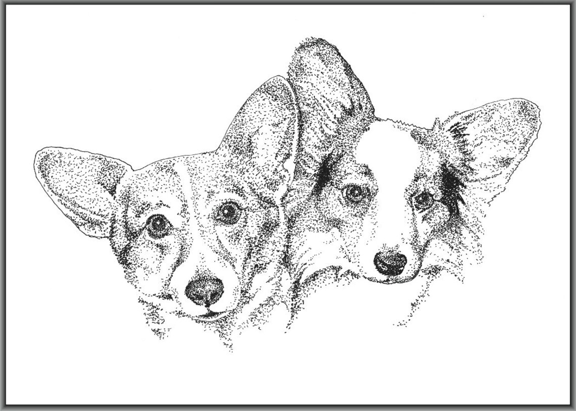 8x10 Black and White Custom Pet Portrait, Original Ink Drawing Dog Cat ...