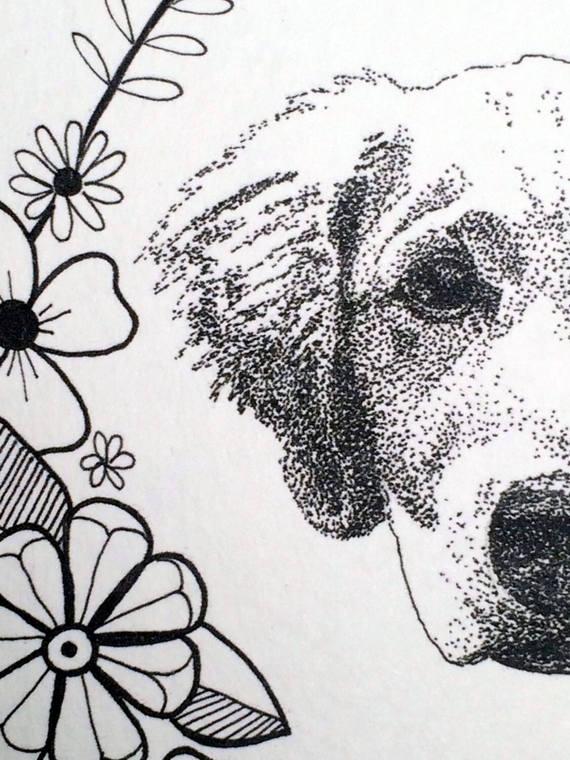 8x10 Black and White Custom Pet Portrait, Original Ink Drawing Dog Cat ...
