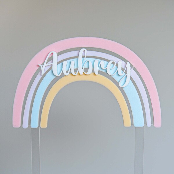 Pastel Rainbow Cake Topper - Etsy