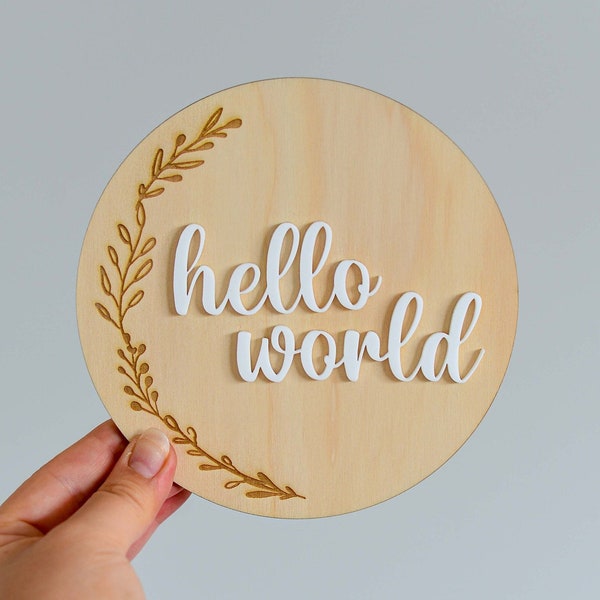 Hello World Plaque. Birth Announcement. - Etsy