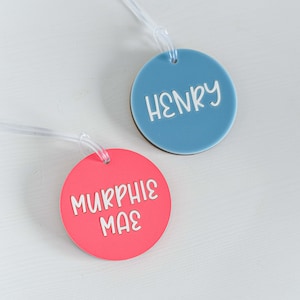 Personalised School Bag Charm Tag - Circle Round Bag Tag - Acrylic ...