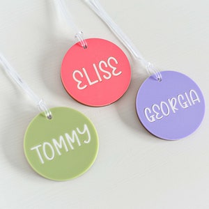 Personalised School Bag Tag Circle Round Bag Tag Acrylic Custom Name ...