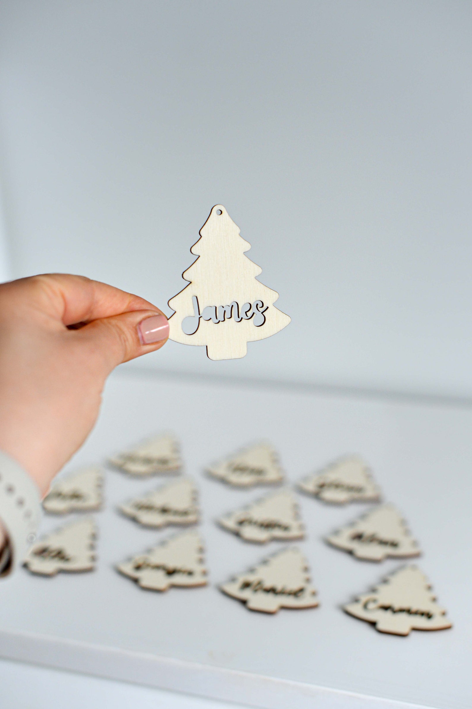 Personalised Wooden Christmas Tree Gift Name Tag - Laser Cut Out Name ...