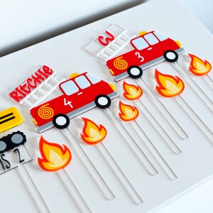 Personalised Fire Engine Themed Truck Custom Birthday Cake Topper With ...