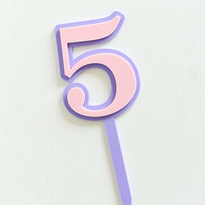 Number 5 Birthday Girl Five Cake Topper in Double Layered Acrylic ...
