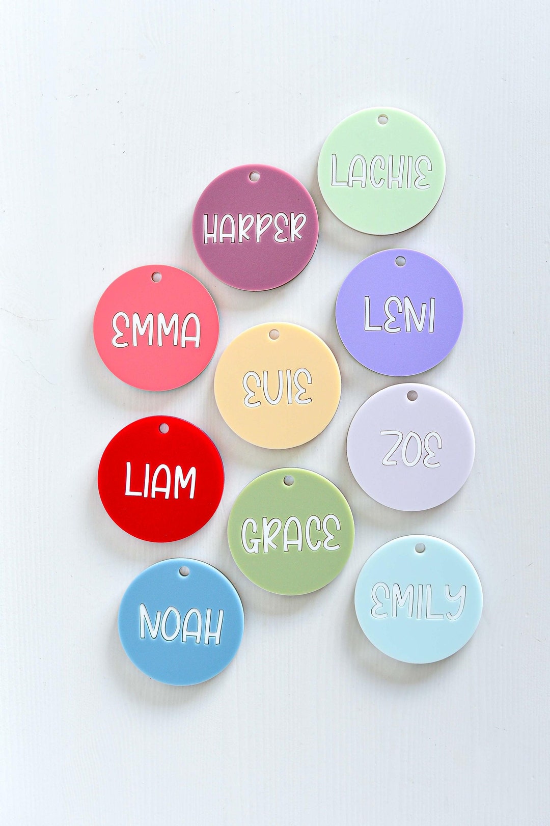 Personalised School Bag Charm Tag - Circle Round Bag Tag - Acrylic ...