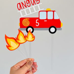 Personalised Fire Engine Themed Truck Custom Birthday Cake Topper With ...