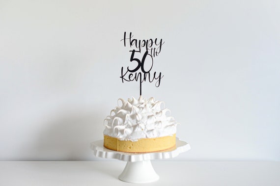 Personalised Happy Birthday 50th Custom Cake Topper Matte | Etsy
