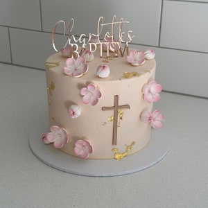 Personalised Baptism Cake Topper Fropper With Custom Name and Cross ...