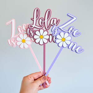 Personalised Daisy First Birthday Girl Custom Cake Topper in Double ...