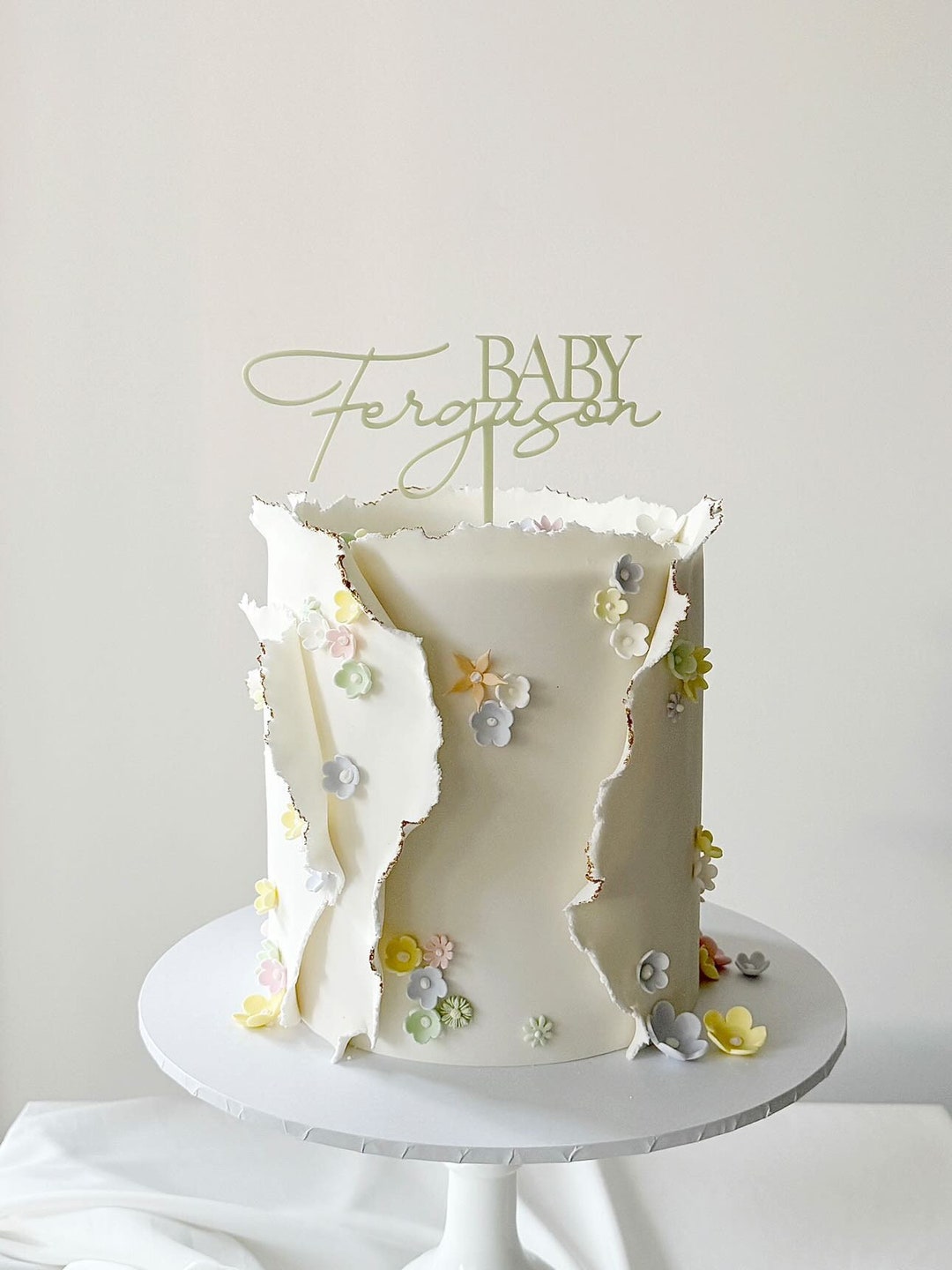 Personalised Baby Shower Cake Topper With Custom Surname, Acrylic ...