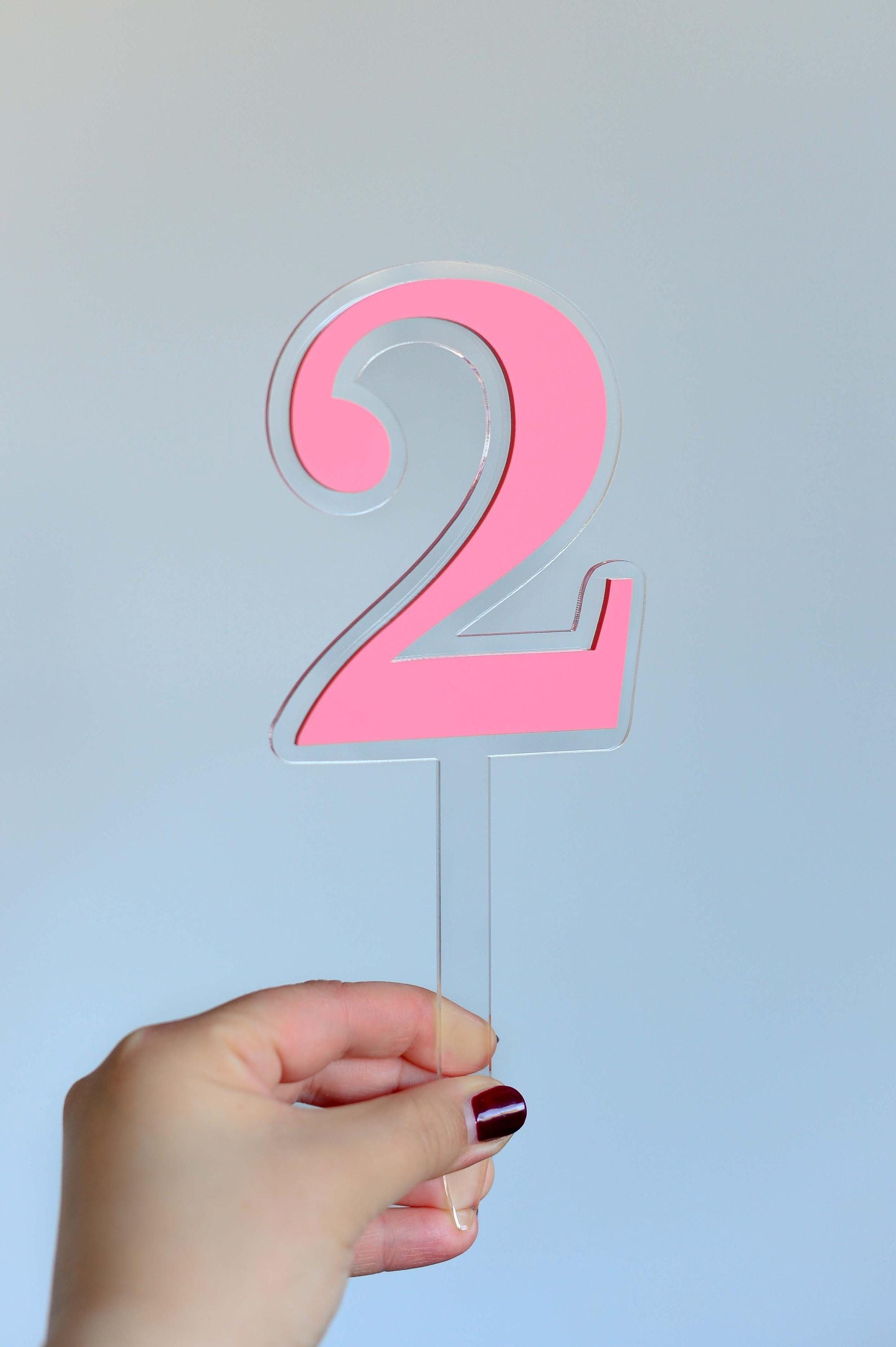 Number 2 Birthday Girl Two Cake Topper in Double Layered Acrylic, Laser ...