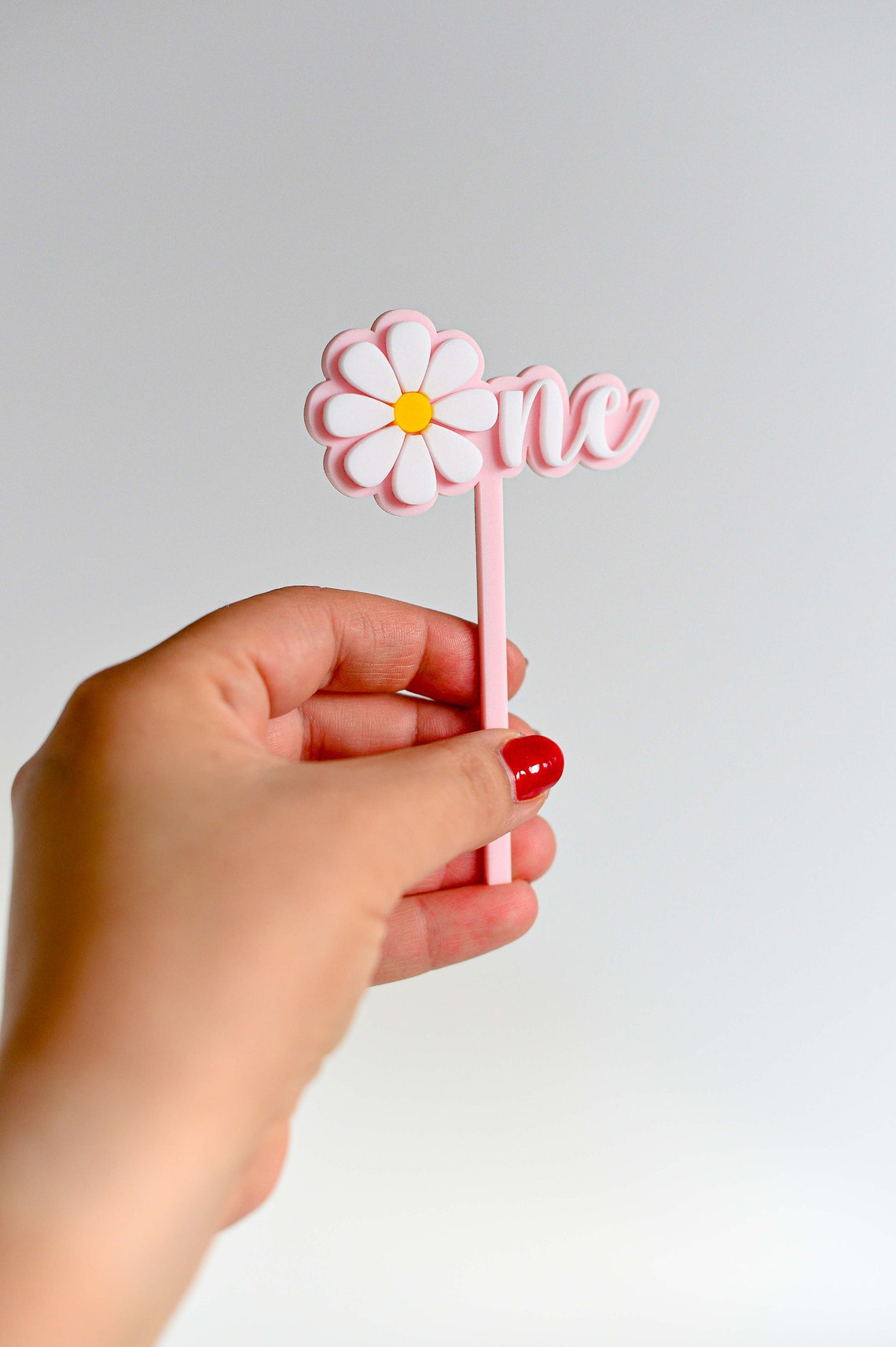 Daisy First Birthday Girl Cupcake Topper in Double Layered Acrylic ...