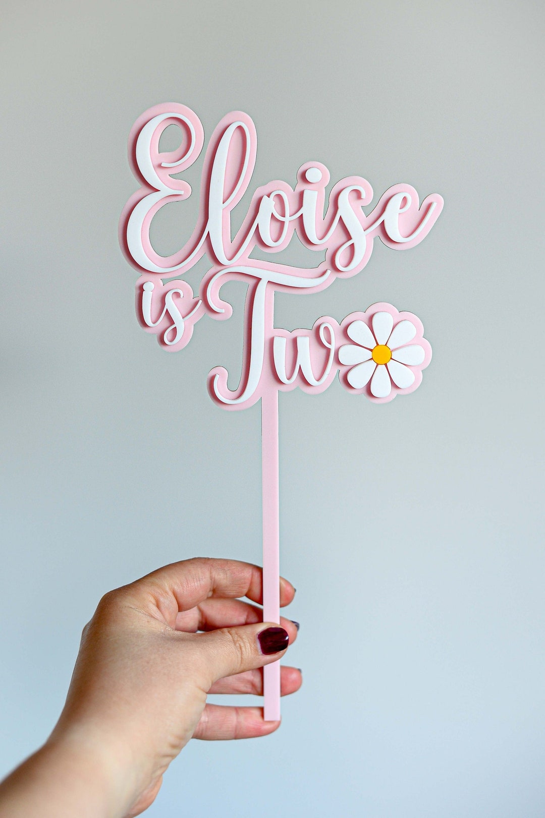 Personalised Daisy Second Birthday Girl Custom Cake Topper in Double ...