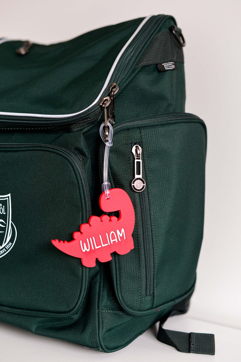 Personalised School Bag Charm Tag - Dinosaur Bag Tag - Acrylic Custom ...