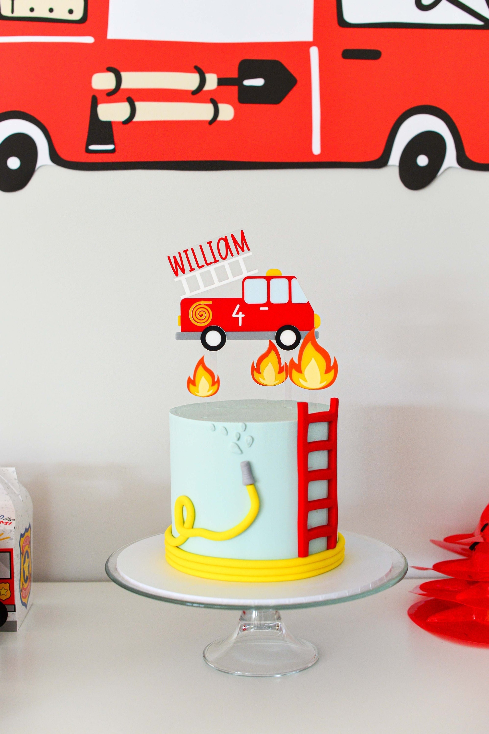 Personalised Fire Engine Themed Truck Custom Birthday Cake - Etsy