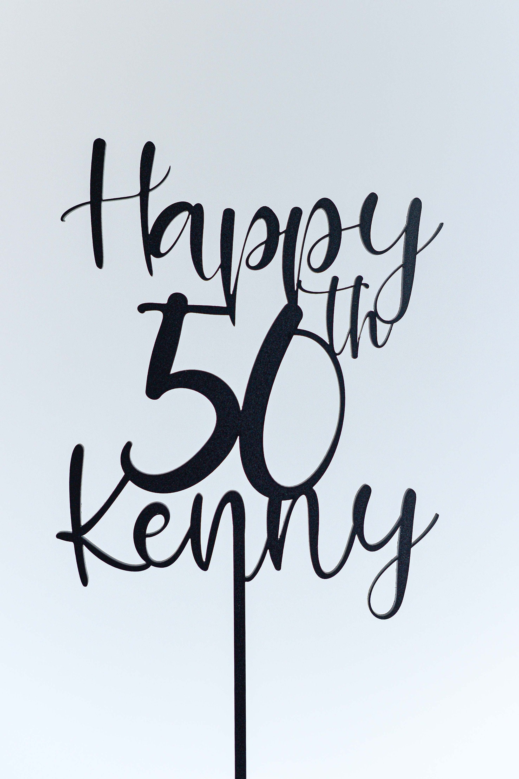 Personalised Happy Birthday 50th Custom Cake Topper Matte Black Acrylic ...